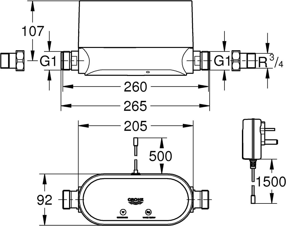 GROHE SENSE KIT: 1 GROHE SENSE GUARD SMART WATER CONTROLLER, 3 GROHE ...
