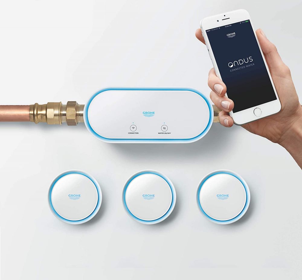 GROHE SENSE KIT: 1 GROHE SENSE GUARD SMART WATER CONTROLLER, 3 GROHE ...