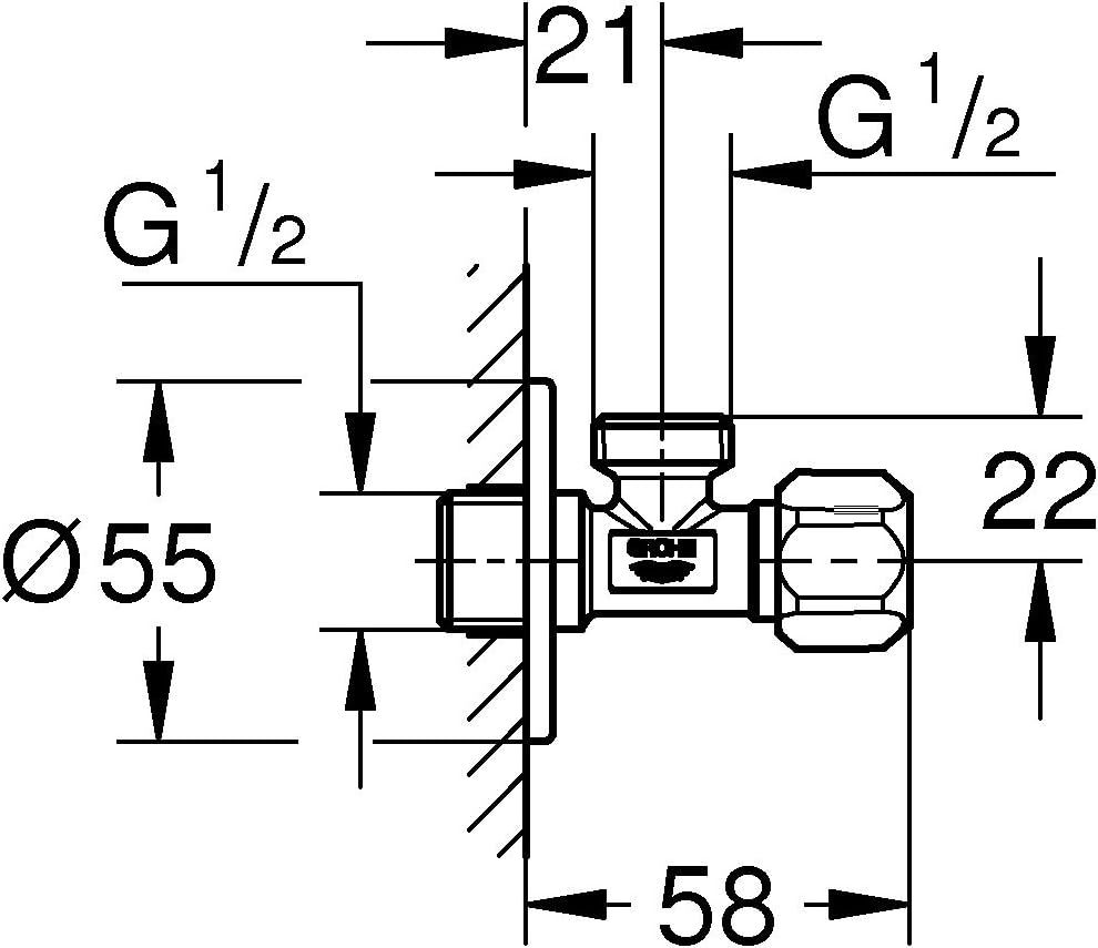 GROHE ANGLE VALVE, PRE-ROUGHENED CONNECTION THREAD | CHROME 1/2 IN X 1/2 IN