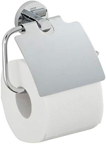 GROHE ESSENTIALS TOILET PAPER HOLDER WITH COVER | CHROME