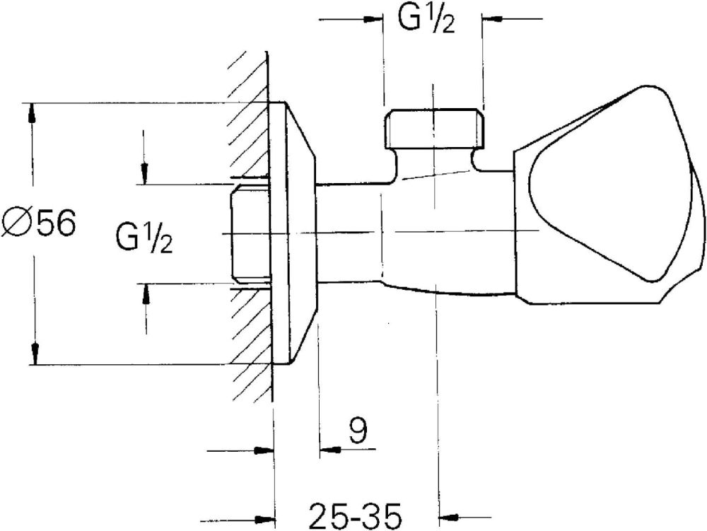 GROHE ANGLE VALVE, CONNECTION THREAD | CHROME 1/2 IN