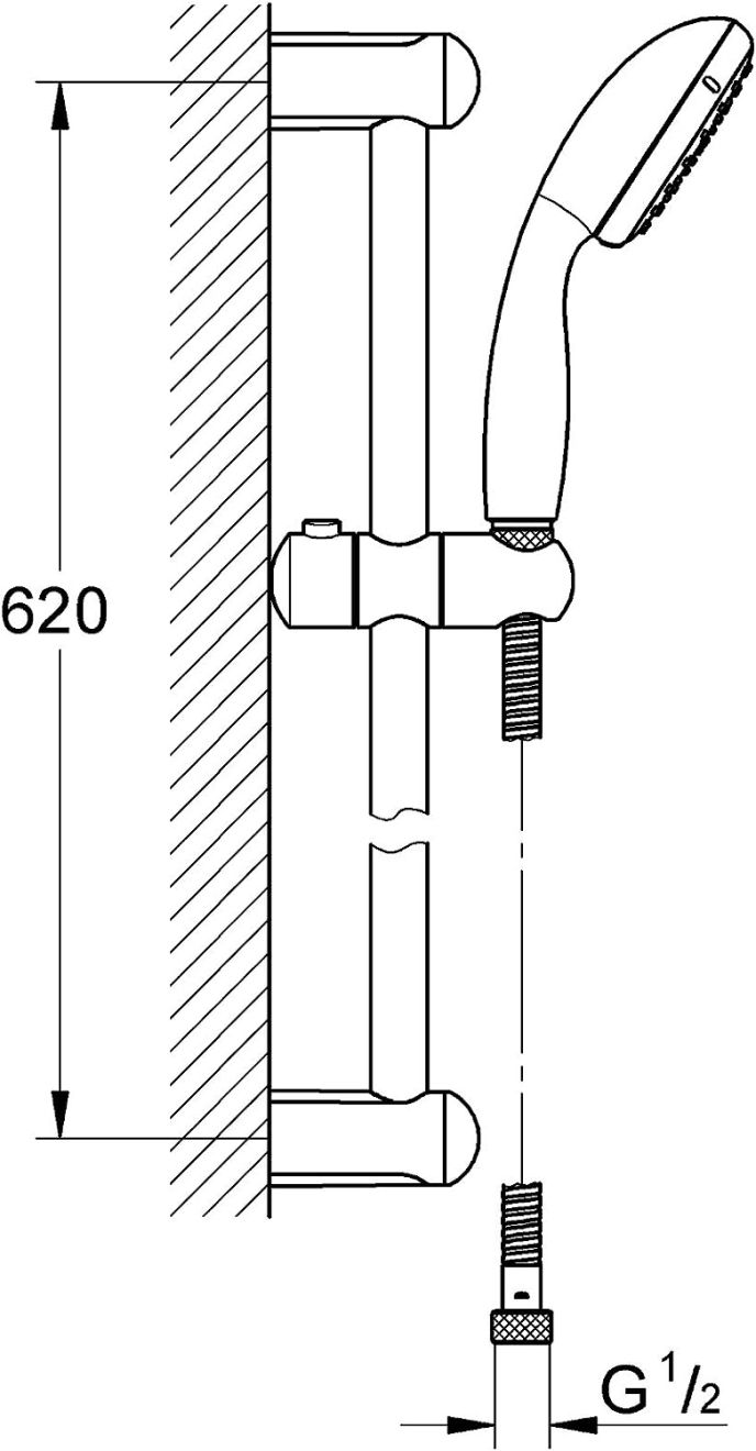 GROHE TEMPESTA 100 SHOWER RAIL SET, 1 SPRAY | CHROME